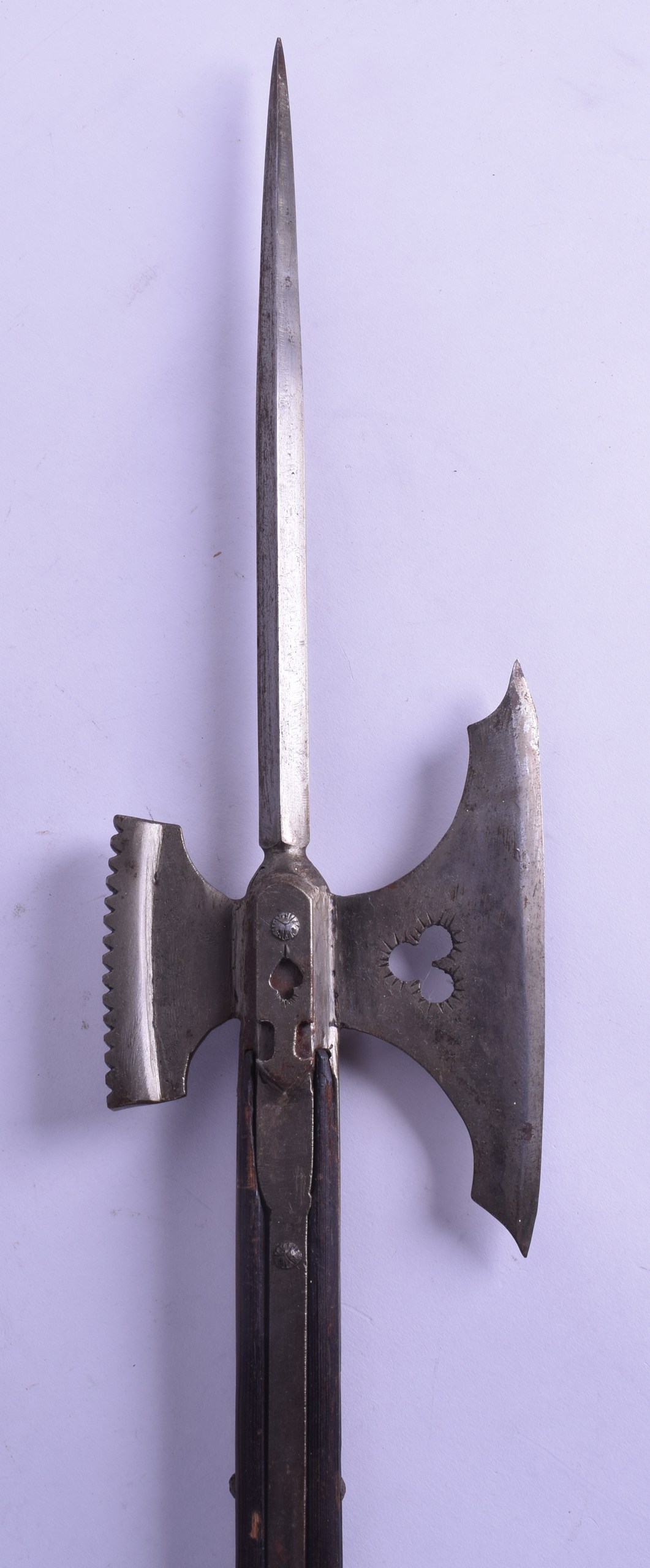 A LONG ANTIQUE MEDIEVAL STYLE WEAPON with steel blade. 195 cm long.