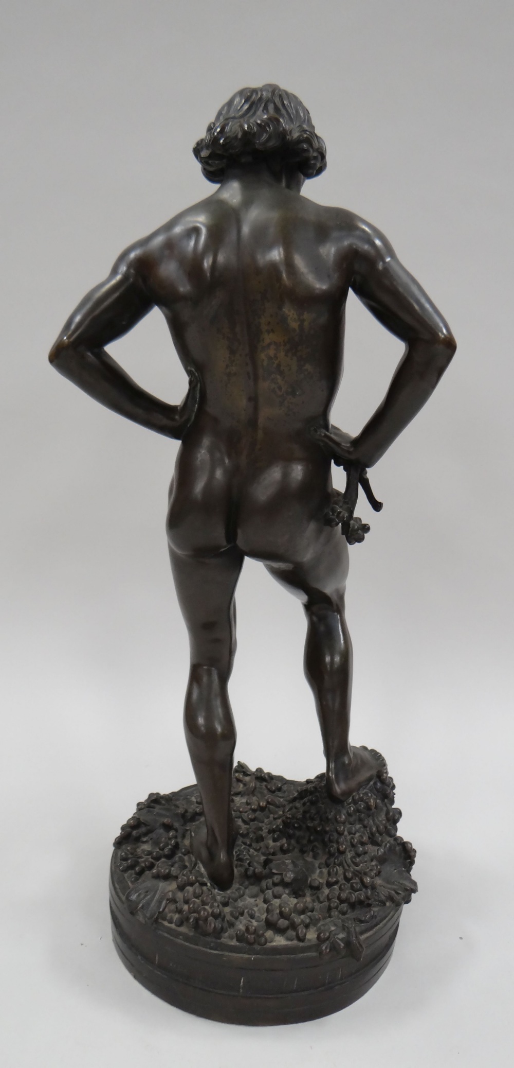 NOËL-JULES GIRAUD bronze - nineteenth century sculpture study of a figure stomping wine grapes we