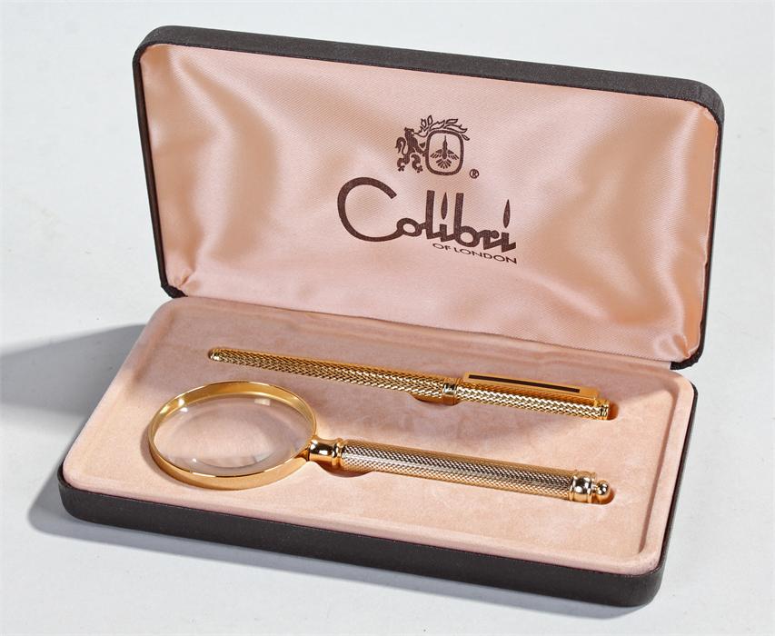 Colibri of London pen and magnifying glass set, cased