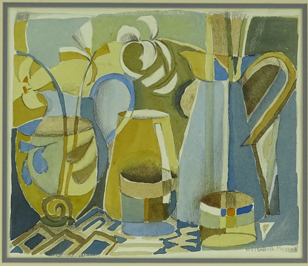 Elisabeth Murray, watercolour, abstract still life, signed, 9.5" x 11 ...