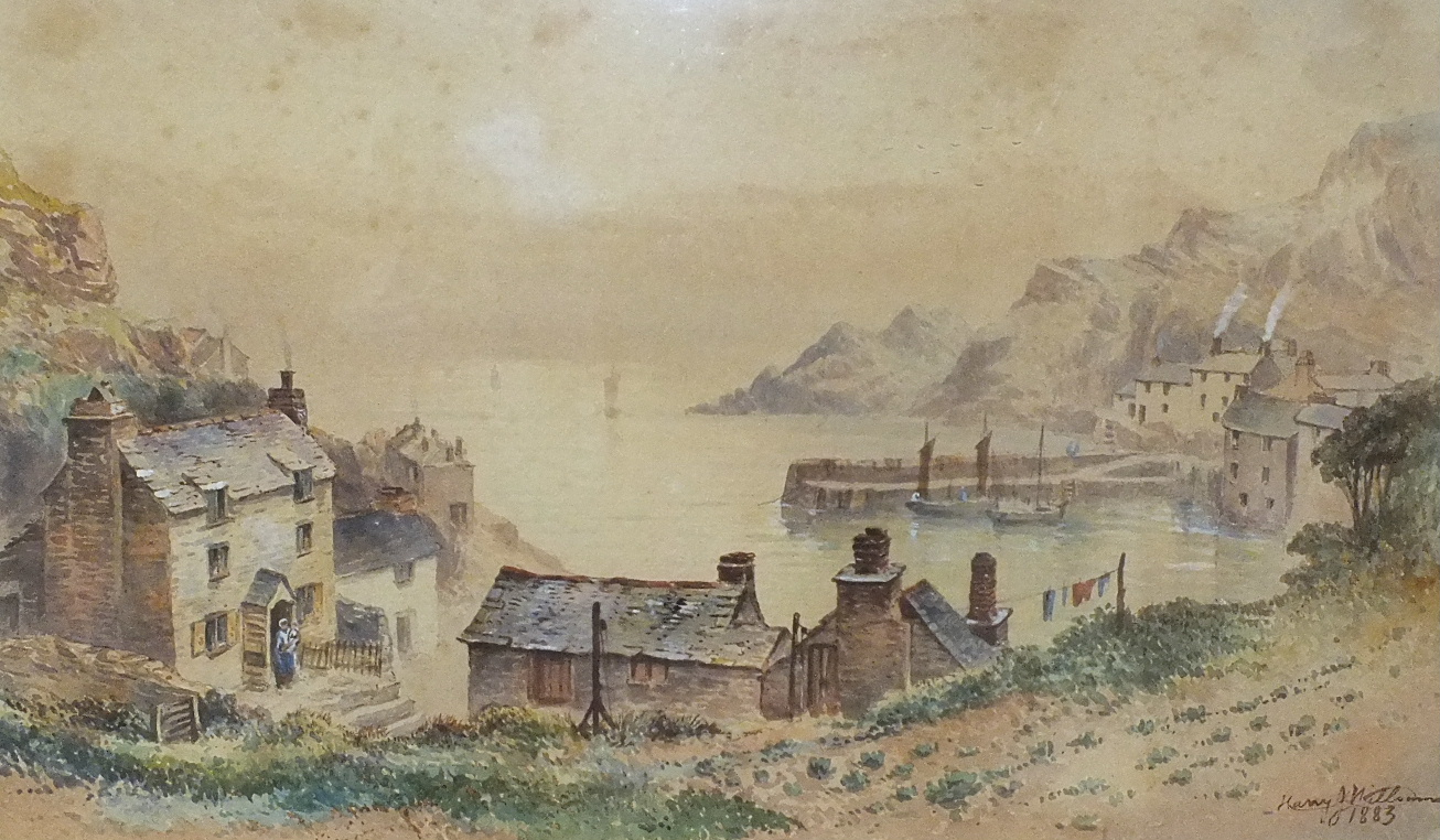 Harry Williams (1854-1898) POLPERRO Watercolour, signed and dated 1883 ...