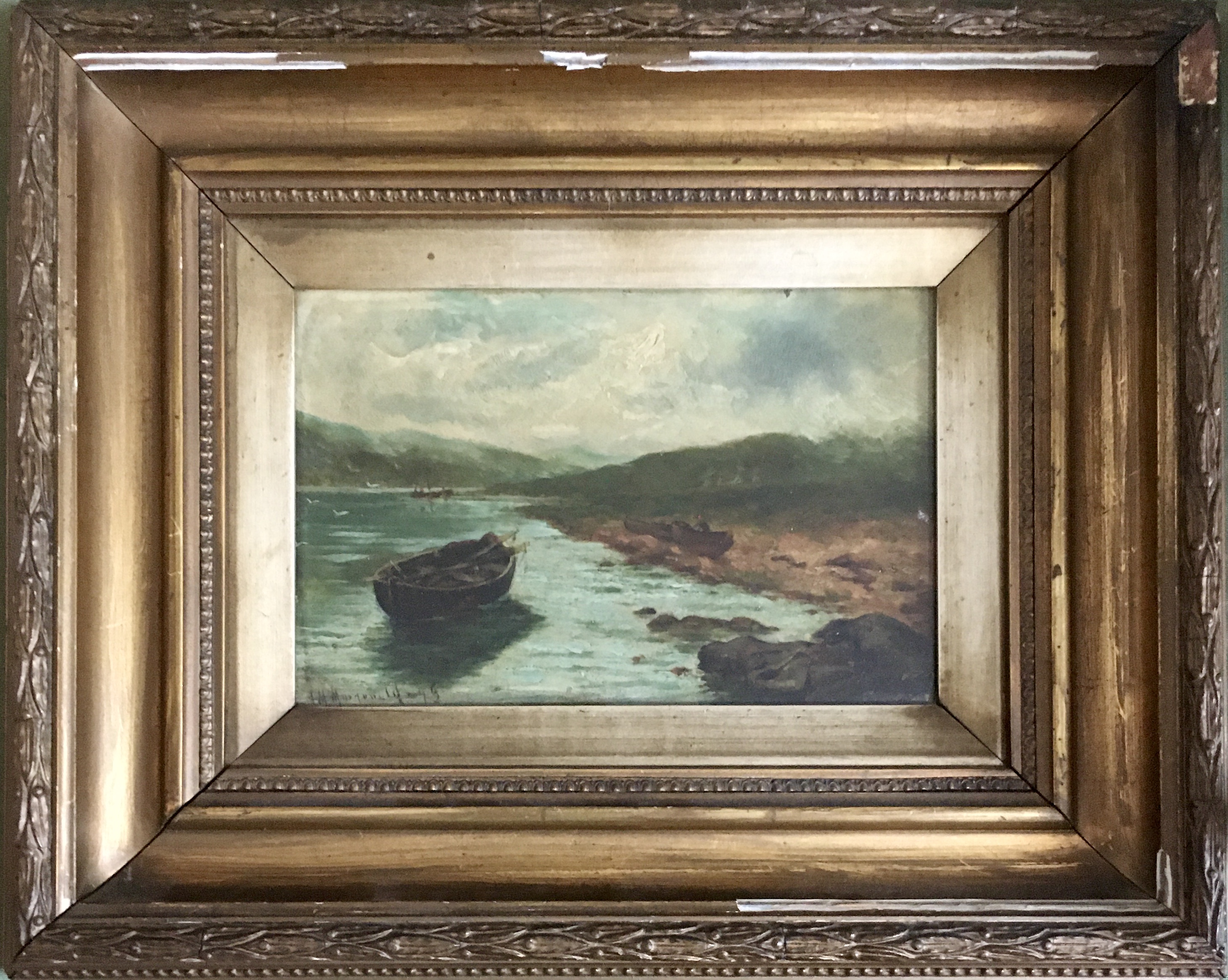 OIL PAINTING PAIR Oils on board signed McDonald ‘95 Loch Scene and ...
