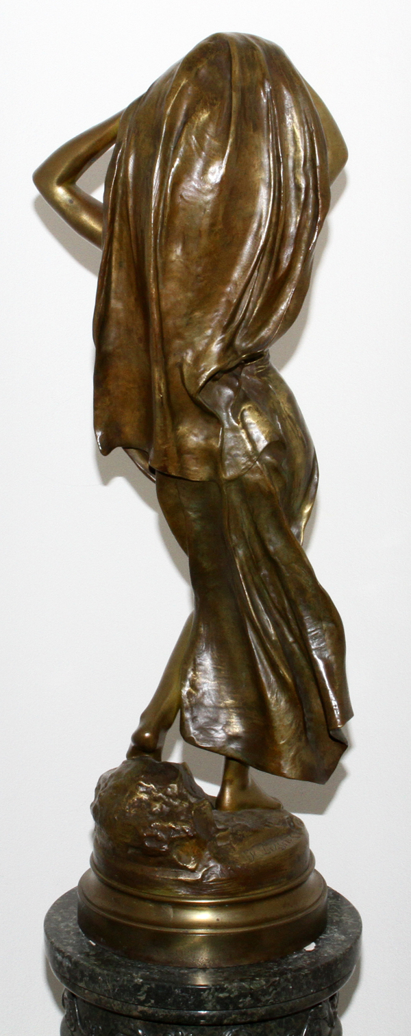 HENRI LOUIS LEVASSEUR [1853-1934], BRONZE SCULPTURE, H 34" AND PEDESTAL ...