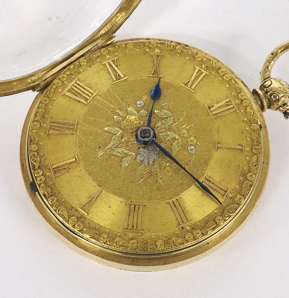 Victorian small 18ct fusee lever pocket watch, London 1859, movement ...