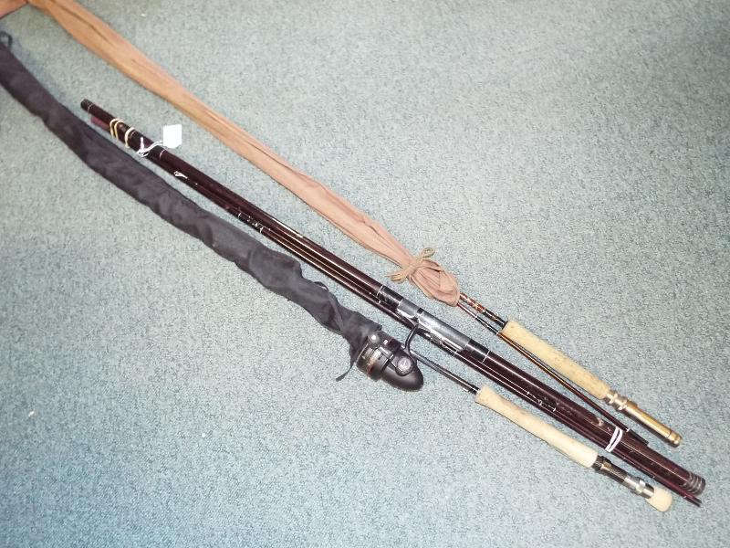 A Chevron Rod Company minor match three piece carbon fibre fishing rod ...