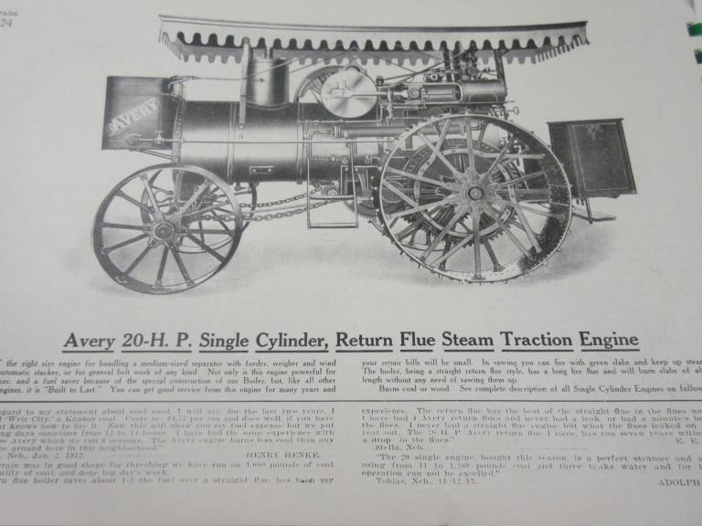 1914 'Avery Steam Traction Engines and Attachments' Catalogue, for the ...
