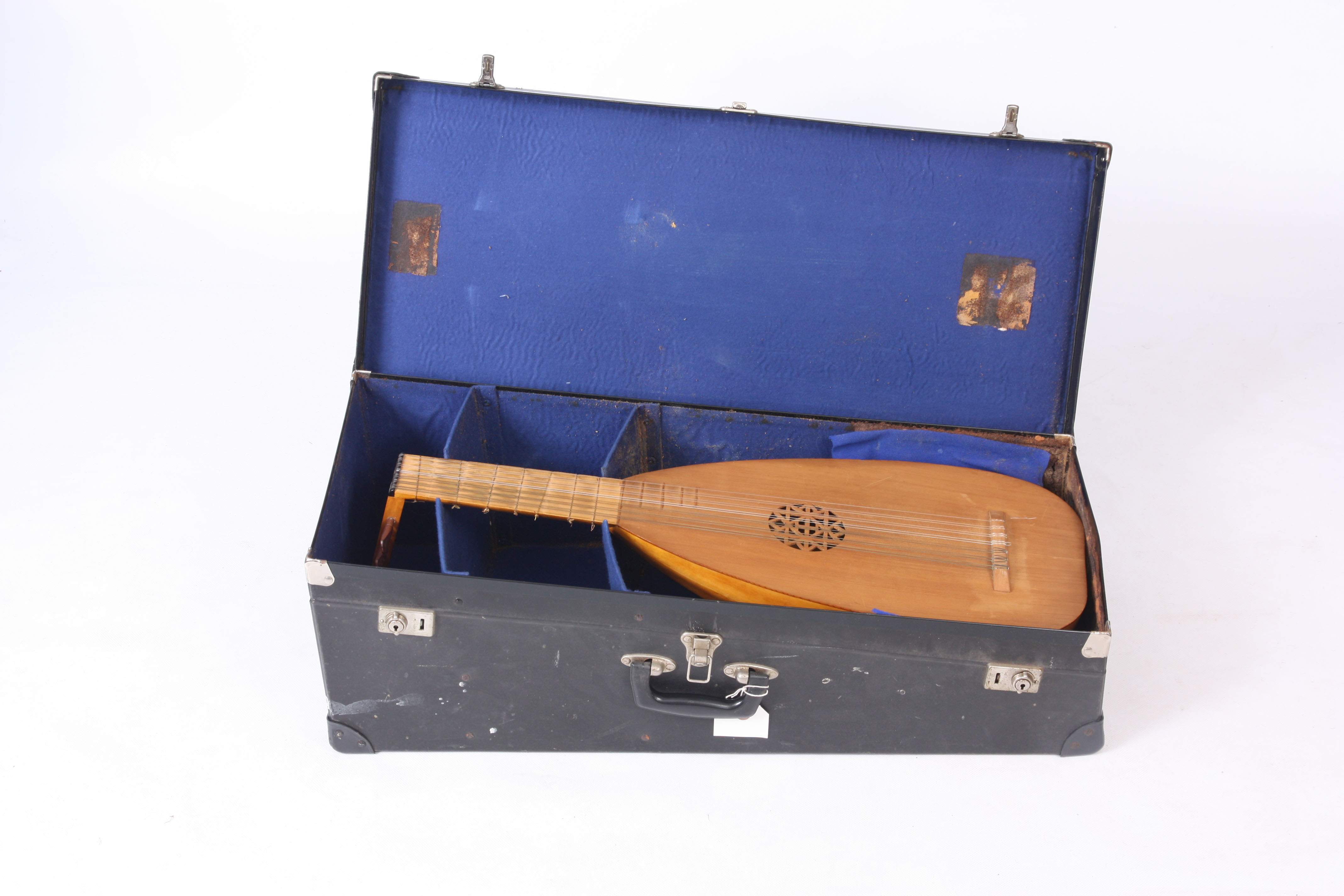 AN MID 20th CENTURY ENGLISH LUTE with pierced sound fret and segmented ...