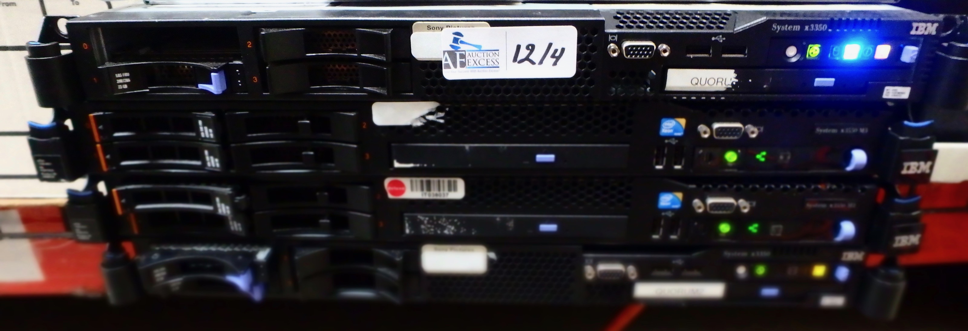 LOT OF 4 IBM SYSTEM X 3350 WITH 8 HARD DRIVES