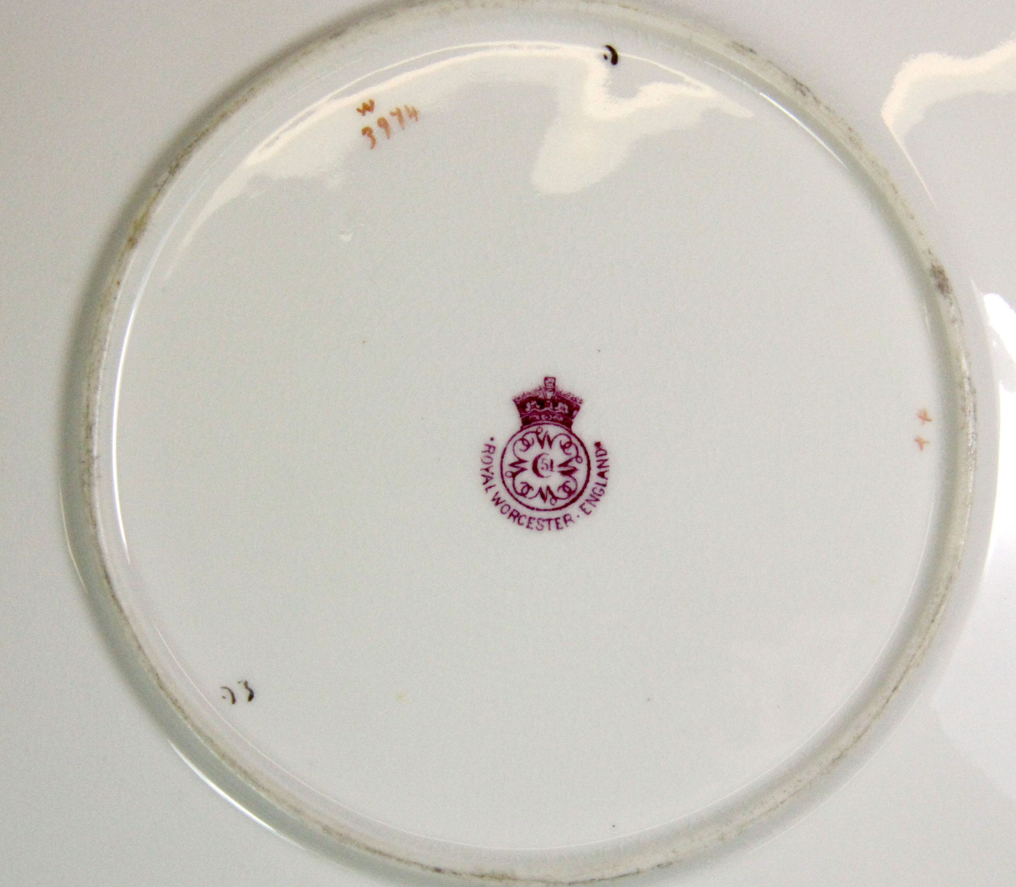 A set of 8 early Royal Worcester (puce mark) hand painted and gilt ...