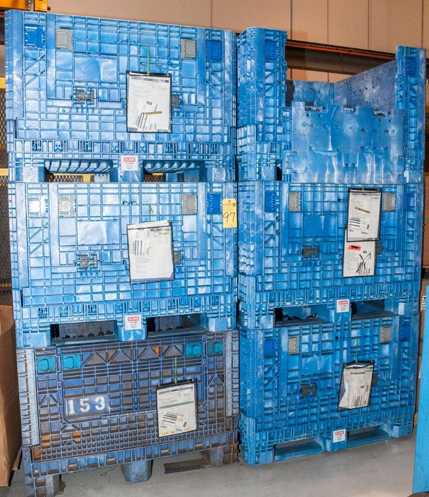 (2) Uline Poly Totes H1214BLU 1500 lb Cap. 48" x 45" x 34" Tall