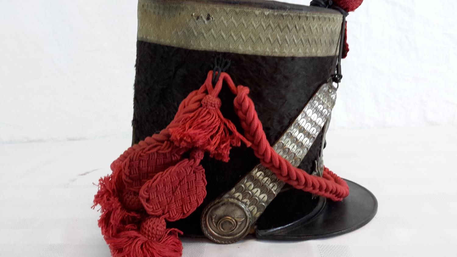 Napoleonic French military hat with cockerel cap badge, red tassels ...