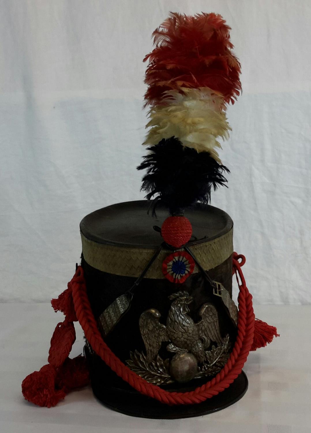 Napoleonic French military hat with cockerel cap badge, red tassels ...