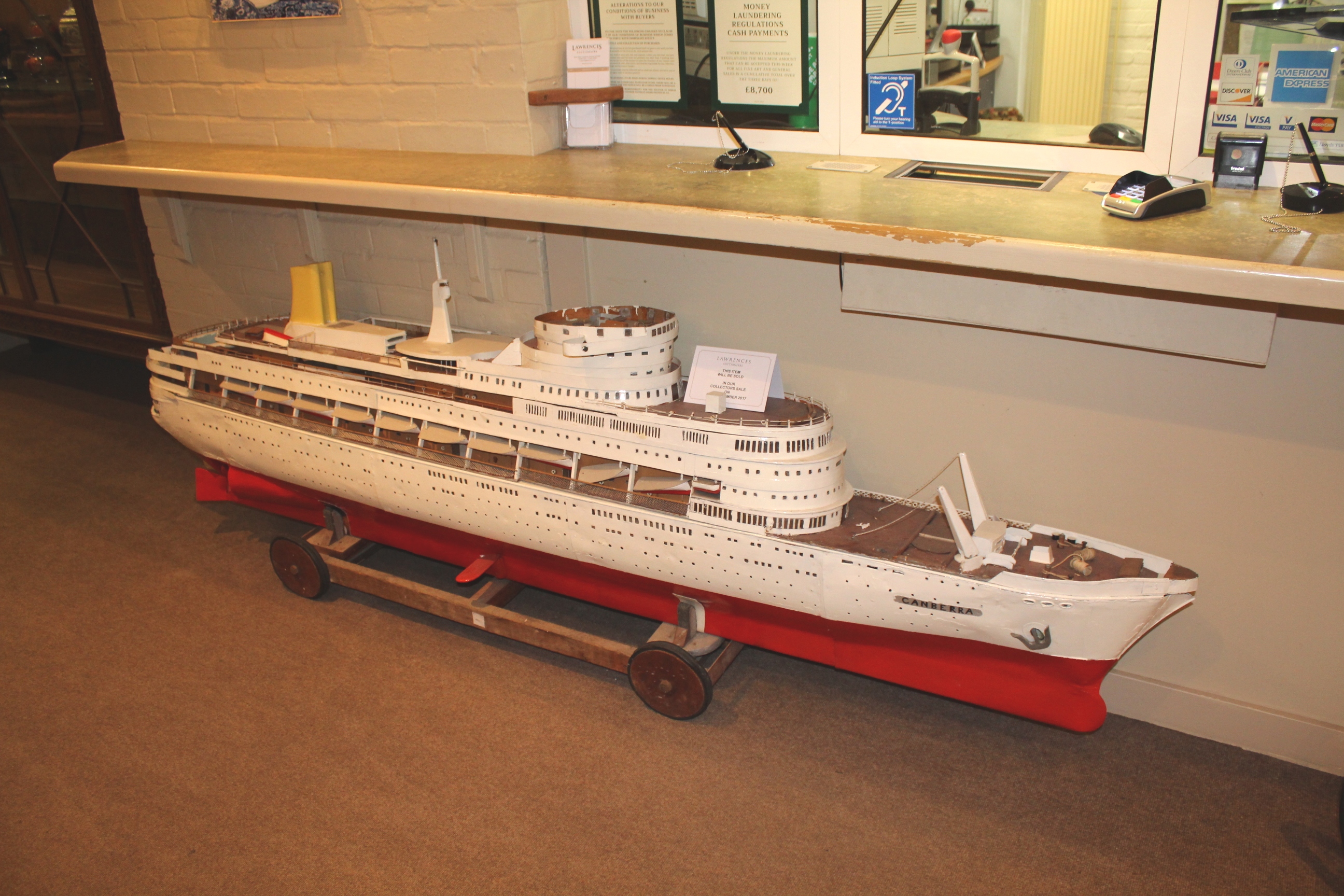 LARGE MODEL BOAT - SS CANBERRA a large and detailed hand made model of ...