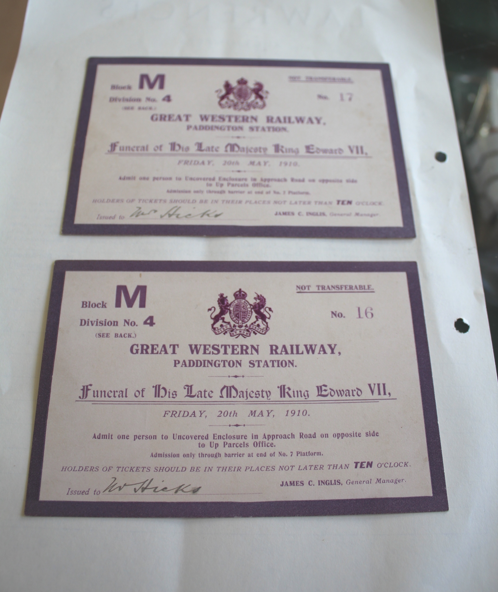 GWR RAILWAY TICKETS - ROYAL OCCASIONS an interesting collection of rare ...
