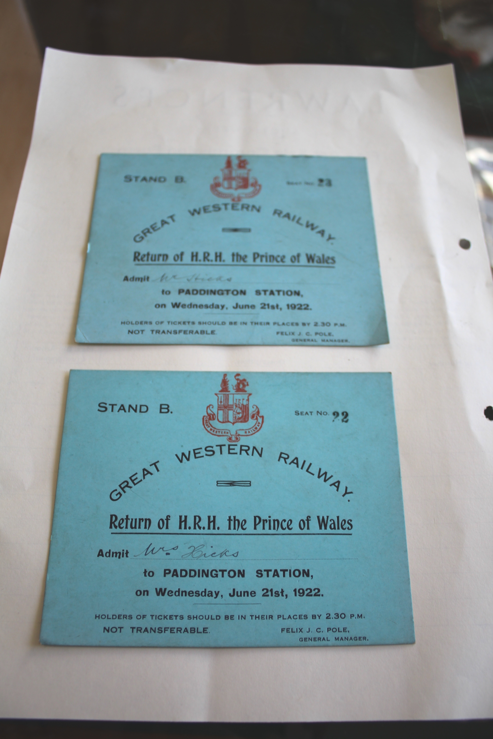 GWR RAILWAY TICKETS - ROYAL OCCASIONS an interesting collection of rare ...