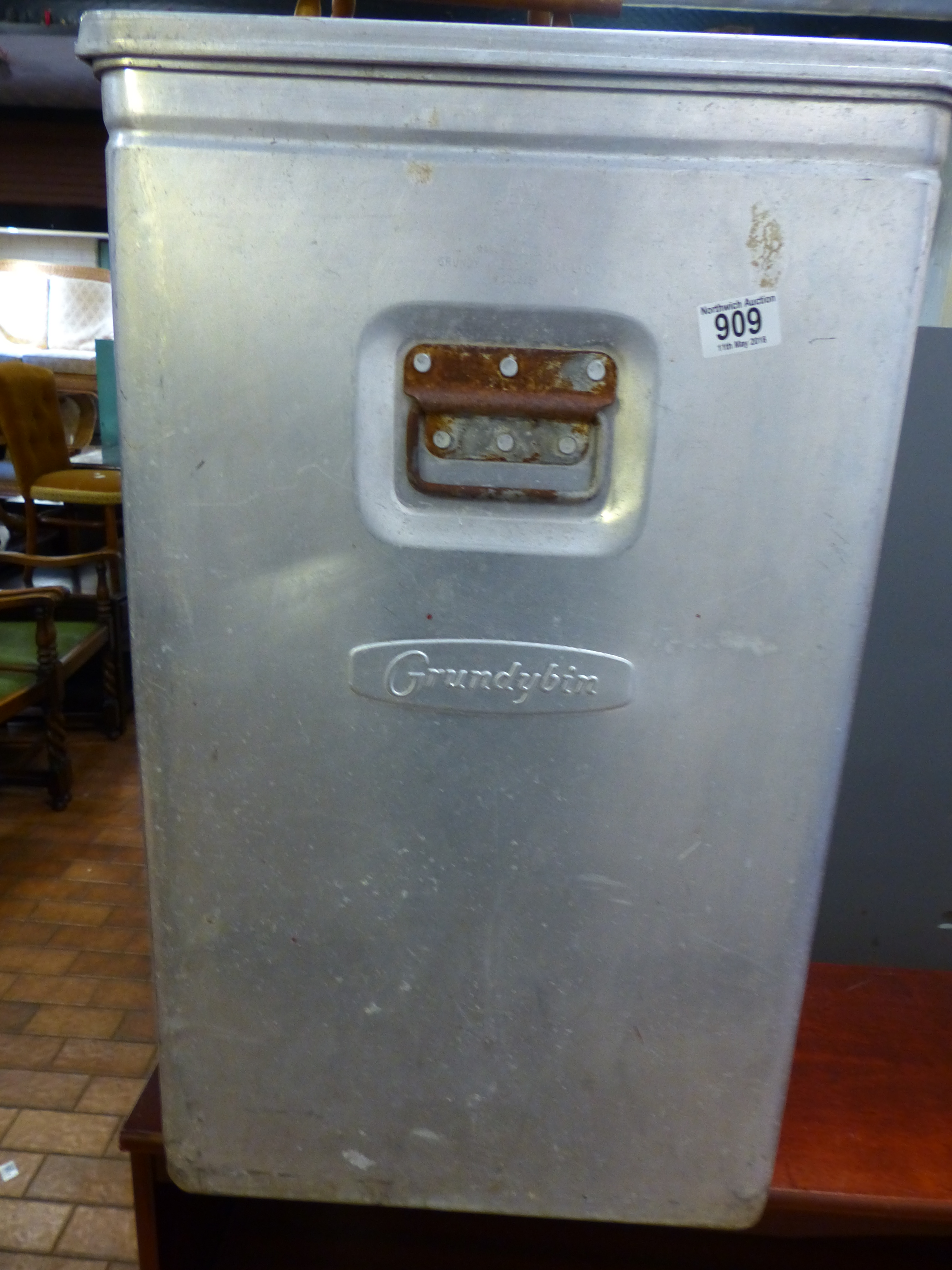 ALUMINIUM GRUNDY BIN. Aluminium grundy bin, H ~ 68cm
