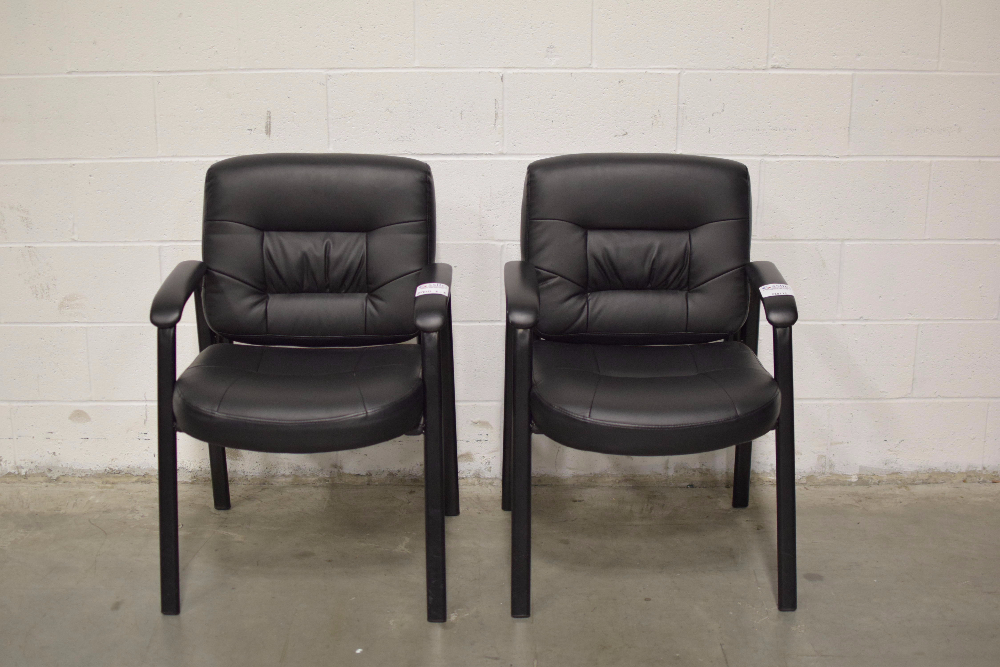 Lot of (2) Stationary Leather Office Chairs,,(2) Stationary Leather ...