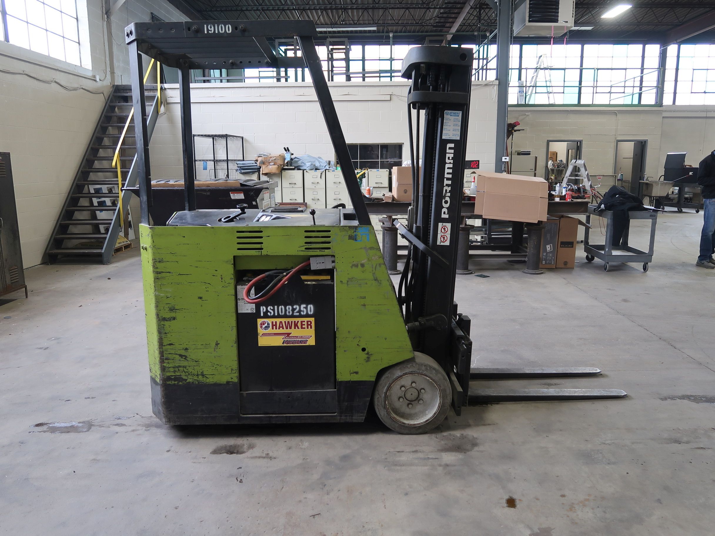 4,000 LB. CLARK MODEL ESM25 ELECTRIC STAND UP LIFT TRUCK; S/N ESM245 ...