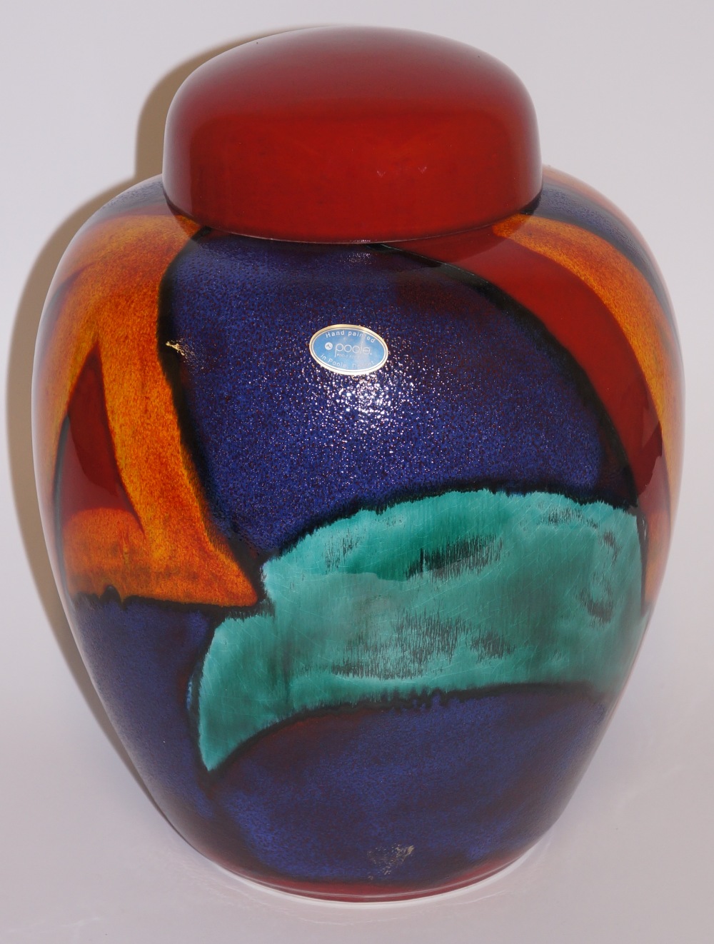 A Poole pottery Graffiti ginger jar and cover, 30 cm high, impressed ...