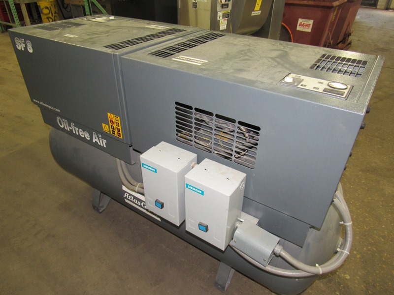Atlas Copco Mdl. SF8 Twin Scroll Air Compressor, dual 10 h.p ...