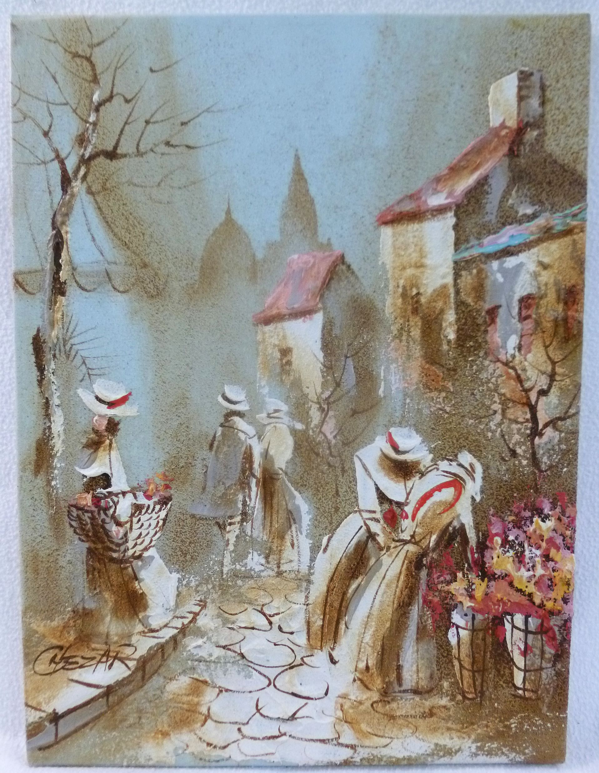 Boris Chezar (20th century American), street scene with figures ...