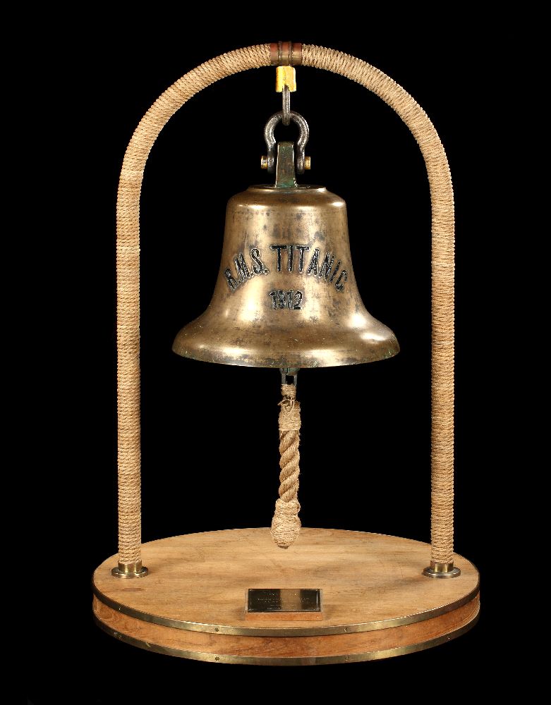 'RMS Titanic' bell from 'A Night to Remember', 1958,a massive ship's ...