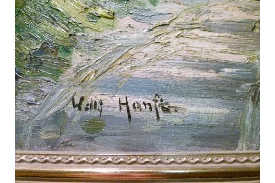 Willy Hanft (German 1888-1987) - Oil on canvas - A view on the Rhine ...