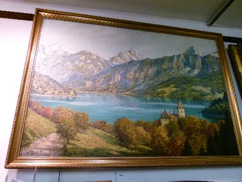 Willy Hanft (German 1888-1987) - Oil on canvas - A view on the Rhine ...