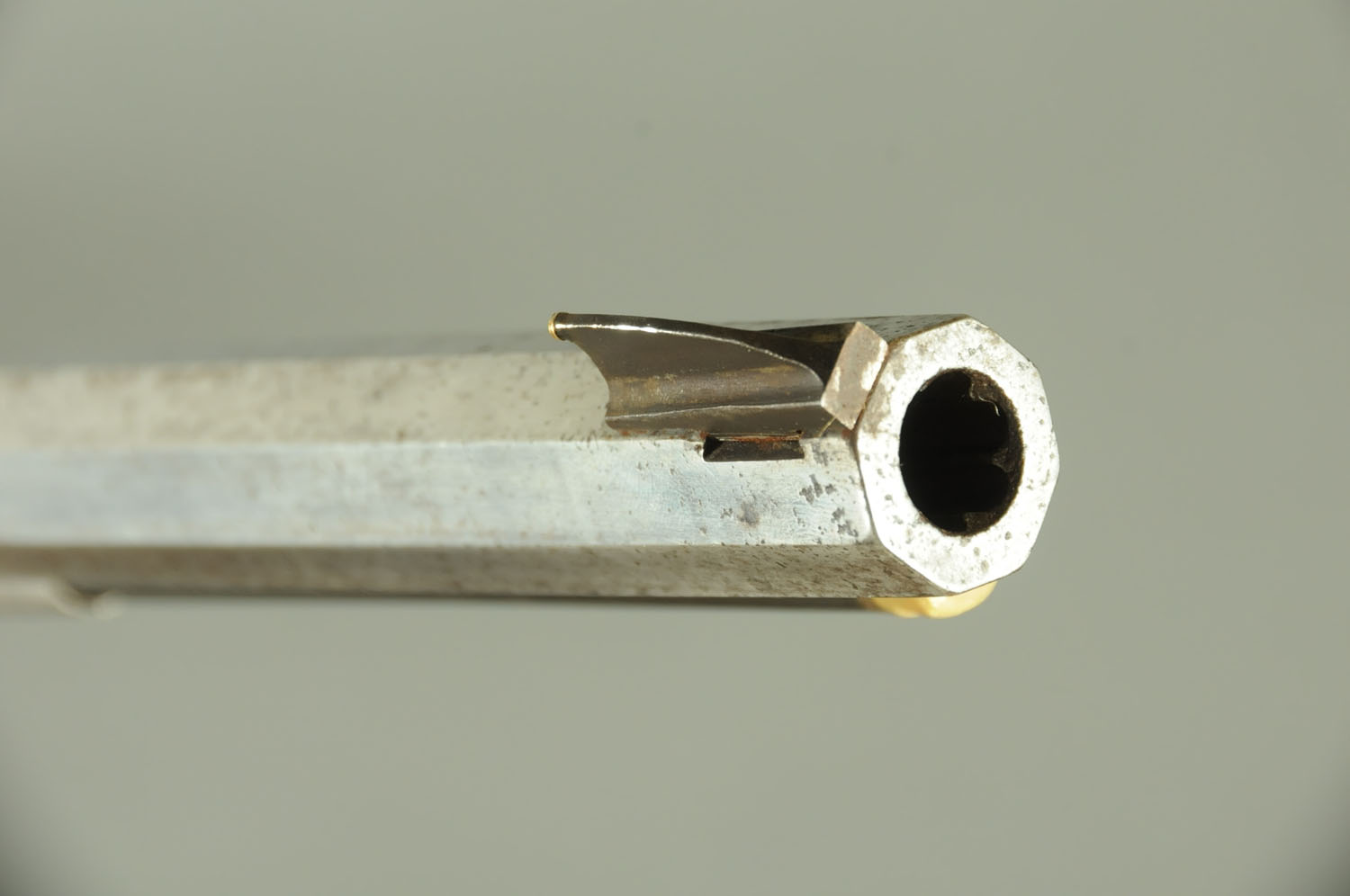 A percussion musket with heavy gauge hexagonal barrel with 6 groove ...