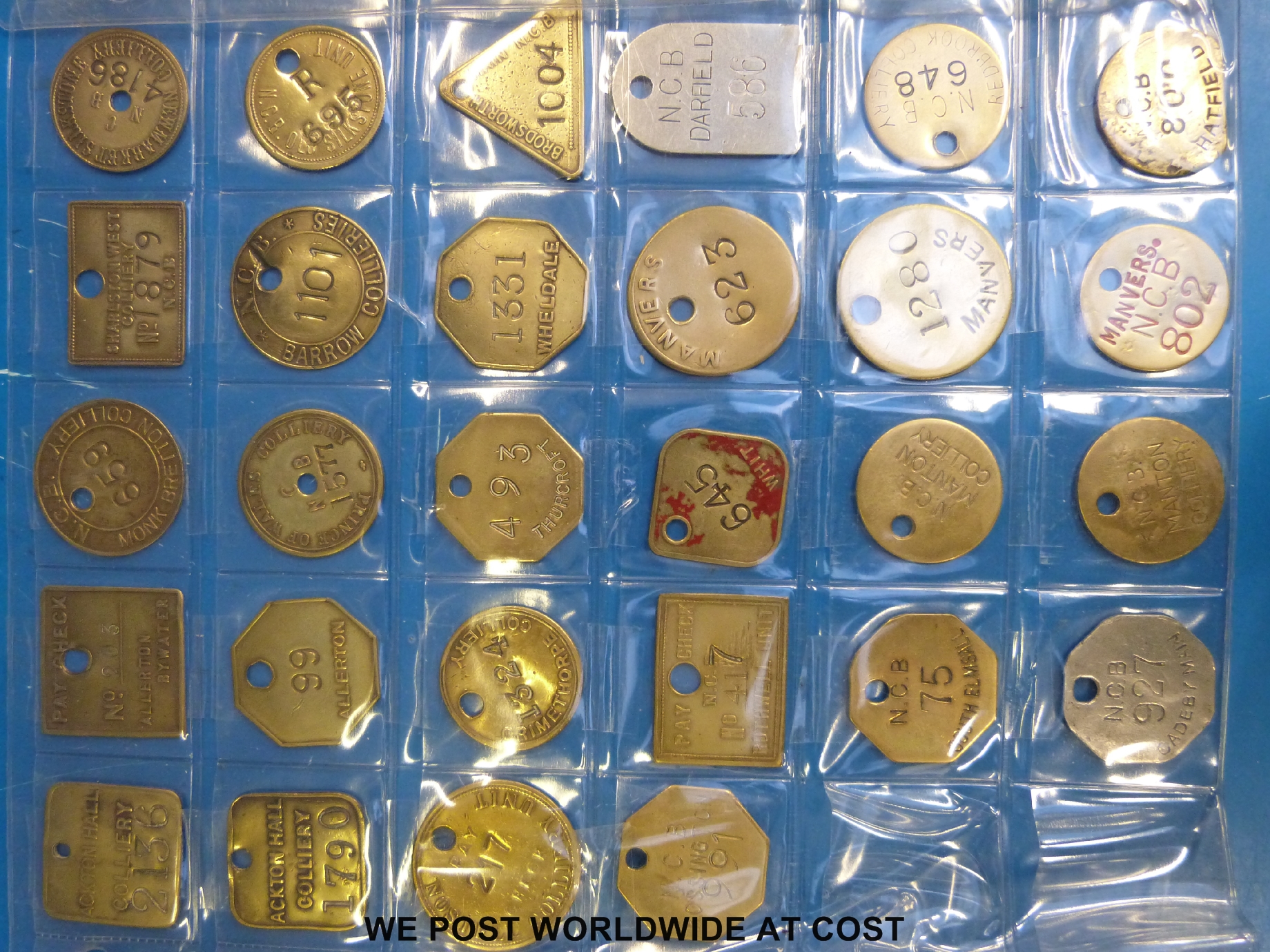 A good collection of 88 coal miners' tokens from Wales, Yorkshire and ...