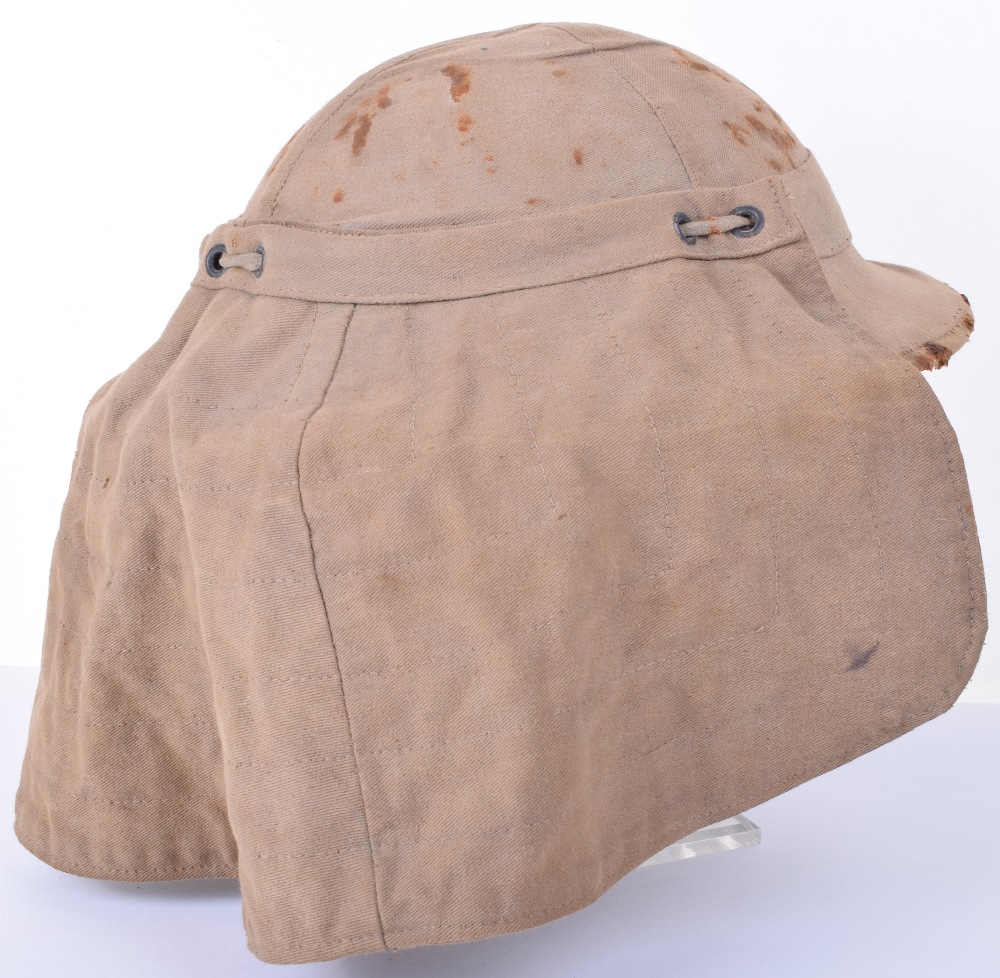 WW1 British Steel Combat Helmet with Original Cloth Cover and Neck Flap ...
