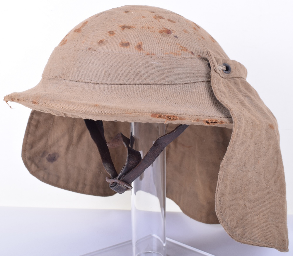 WW1 British Steel Combat Helmet with Original Cloth Cover and Neck Flap ...