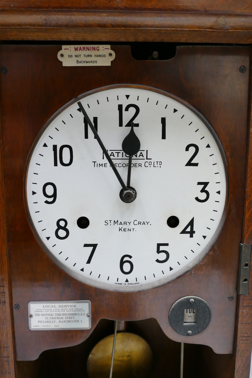 National Time Recorder Co. Ltd. 'Clocking on' clock: Clock with dial ...