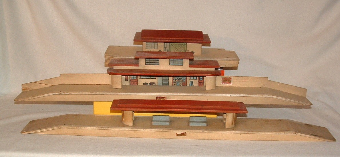 HORNBY DUBLO 3 x pre war D1 wooden Station Buildings - Through Station ...