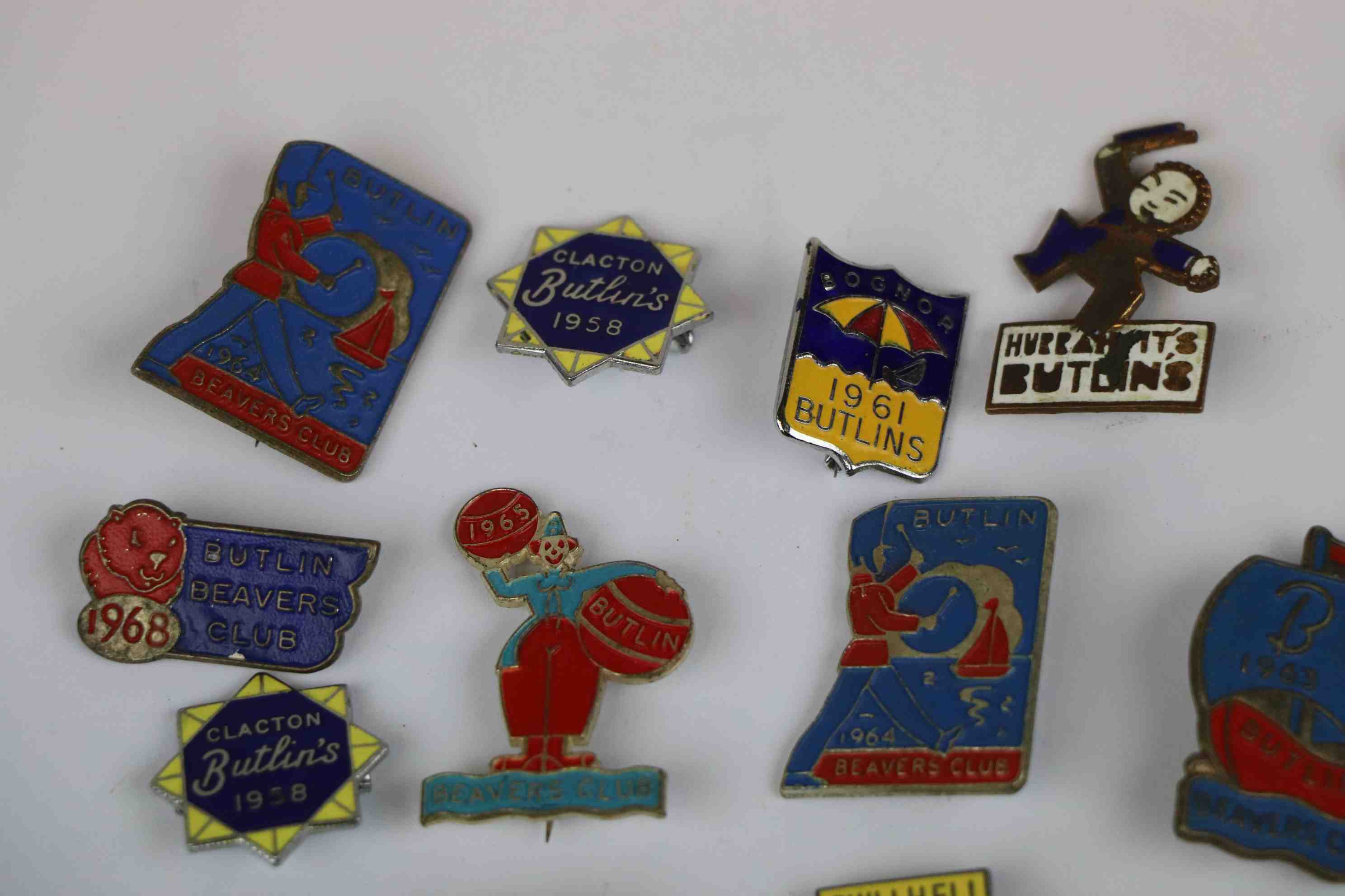 Collection of vintage Butlins Enamel Badges, mainly 1960's to include ...