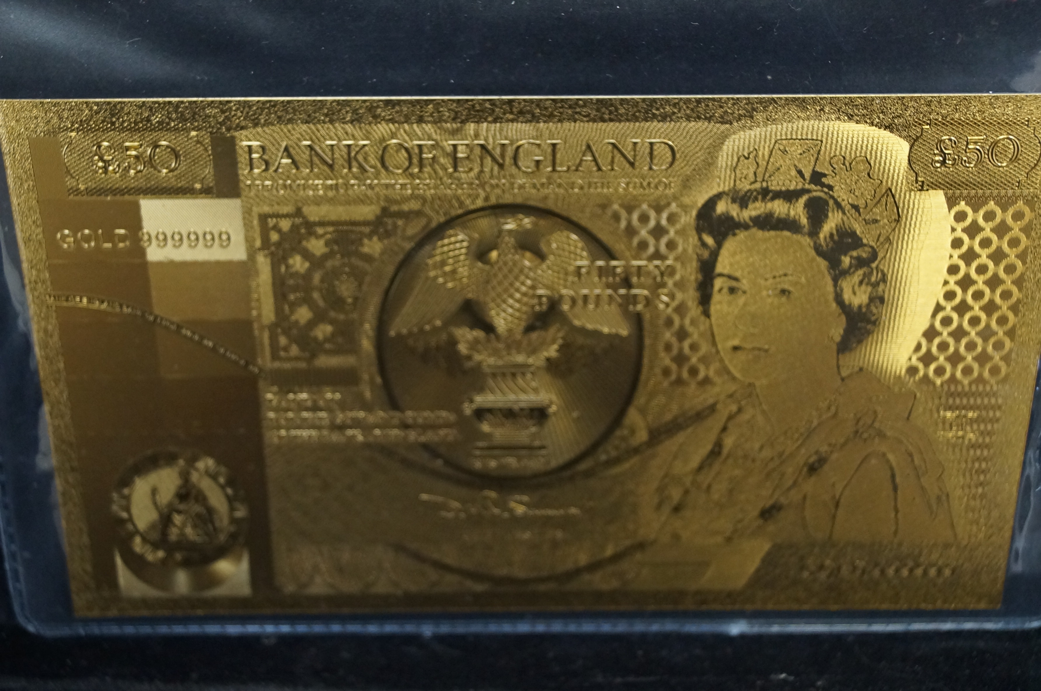 Gold £50 Banknote - 99.9 pure 24k carat gold with COA 9.6x18cm ...