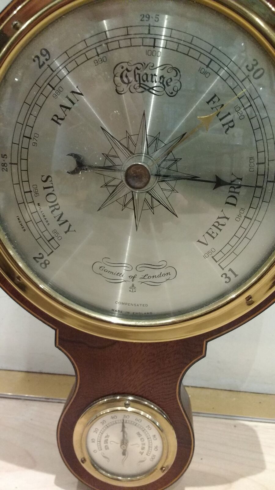 Comitti Of London Barometer Large banjo type barometer with thermometer ...