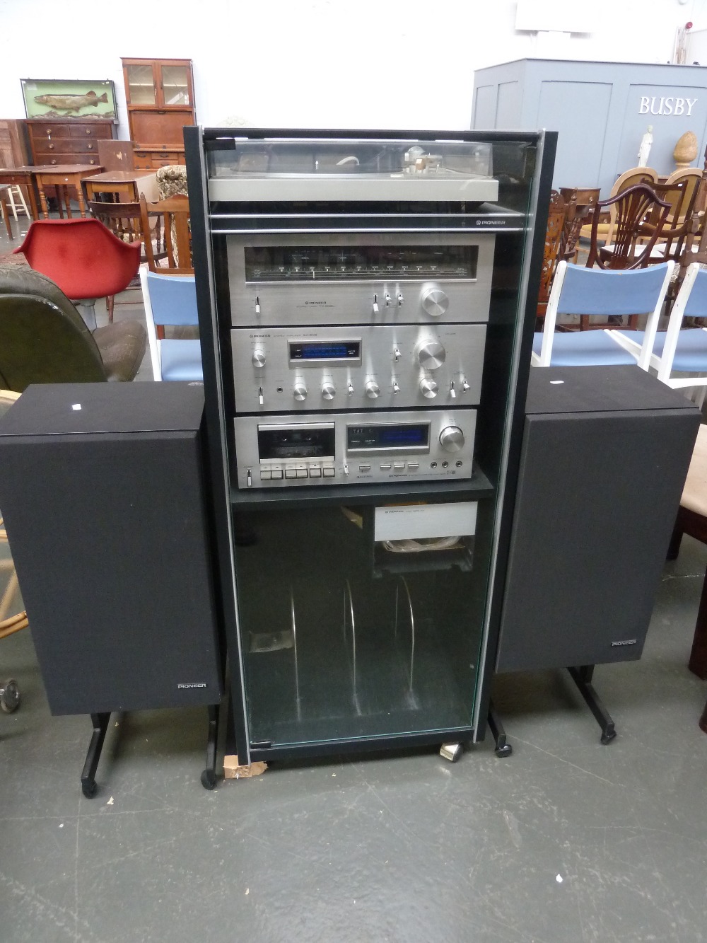 A Pioneer hi-fi stack to include, Pioneer PL-300 turntable, Pioneer TX ...