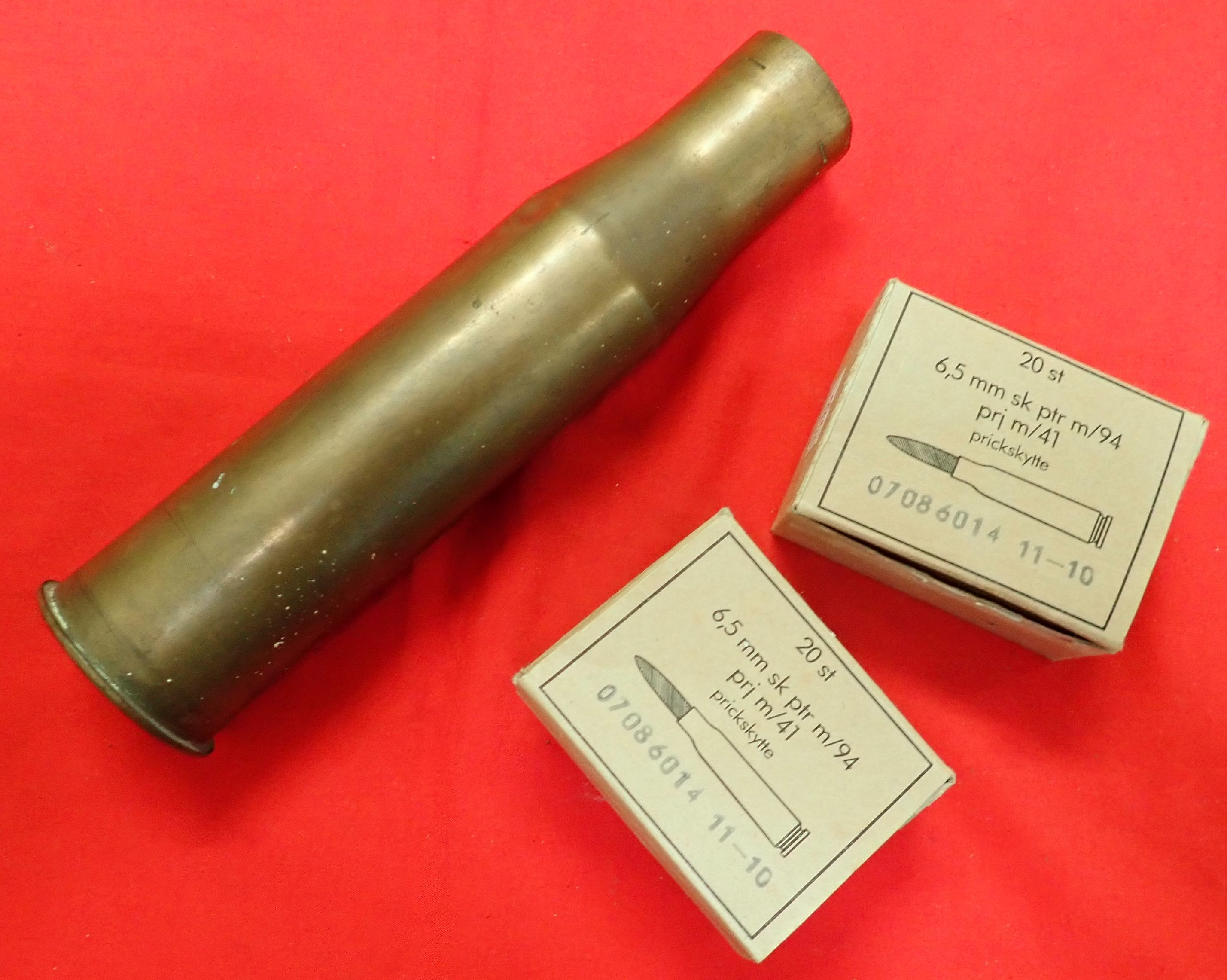 WW2 U.S. 37mm M16 shell casing and two boxes brass shell cases for ...