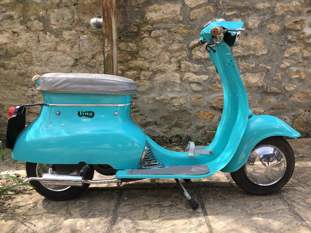 A 1960 Triumph Tina scooter, turquoise blue. The vendor advises us that ...