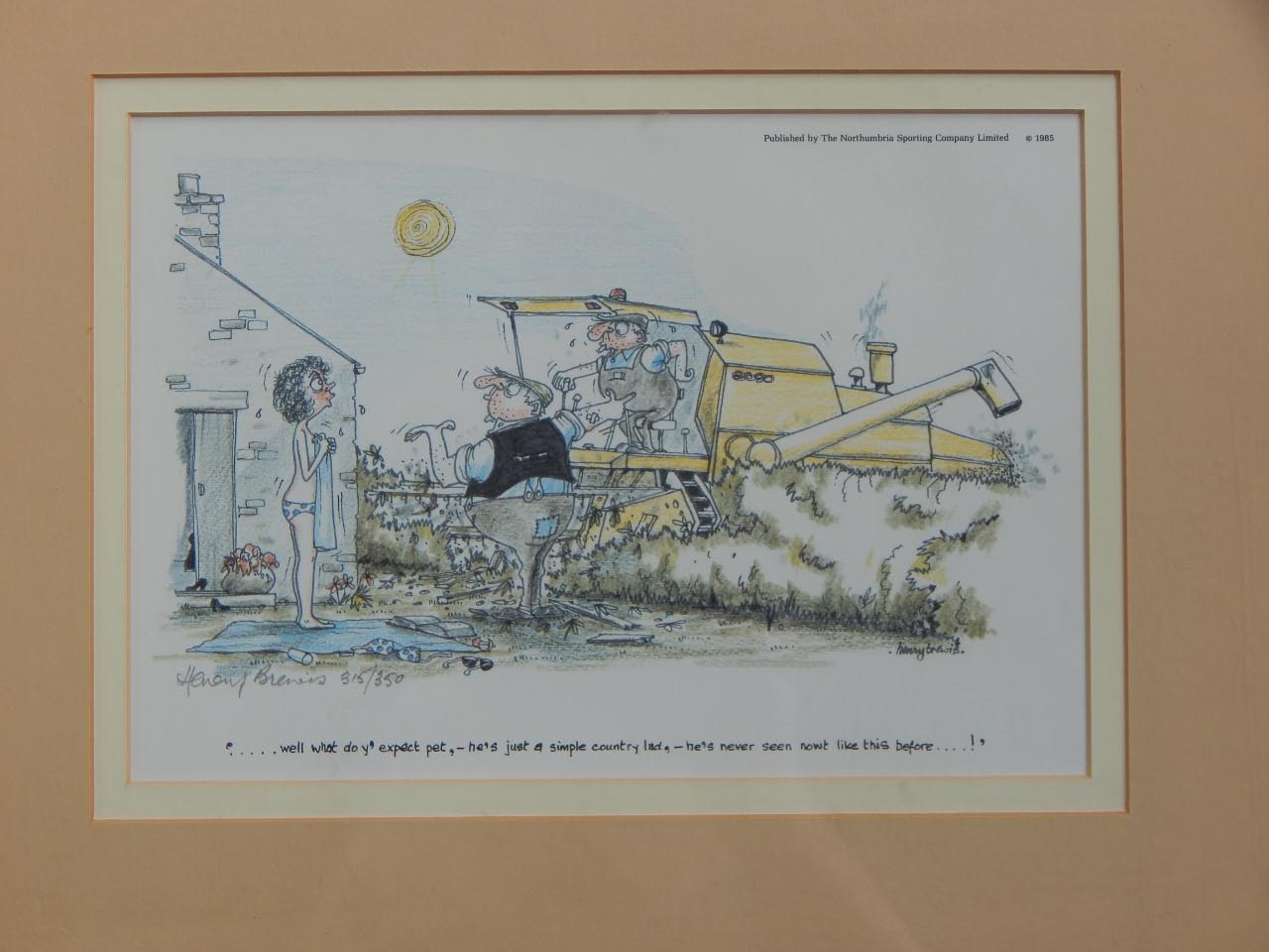 Henry Brewis (1932-2000). Five artist signed coloured printed cartoons ...