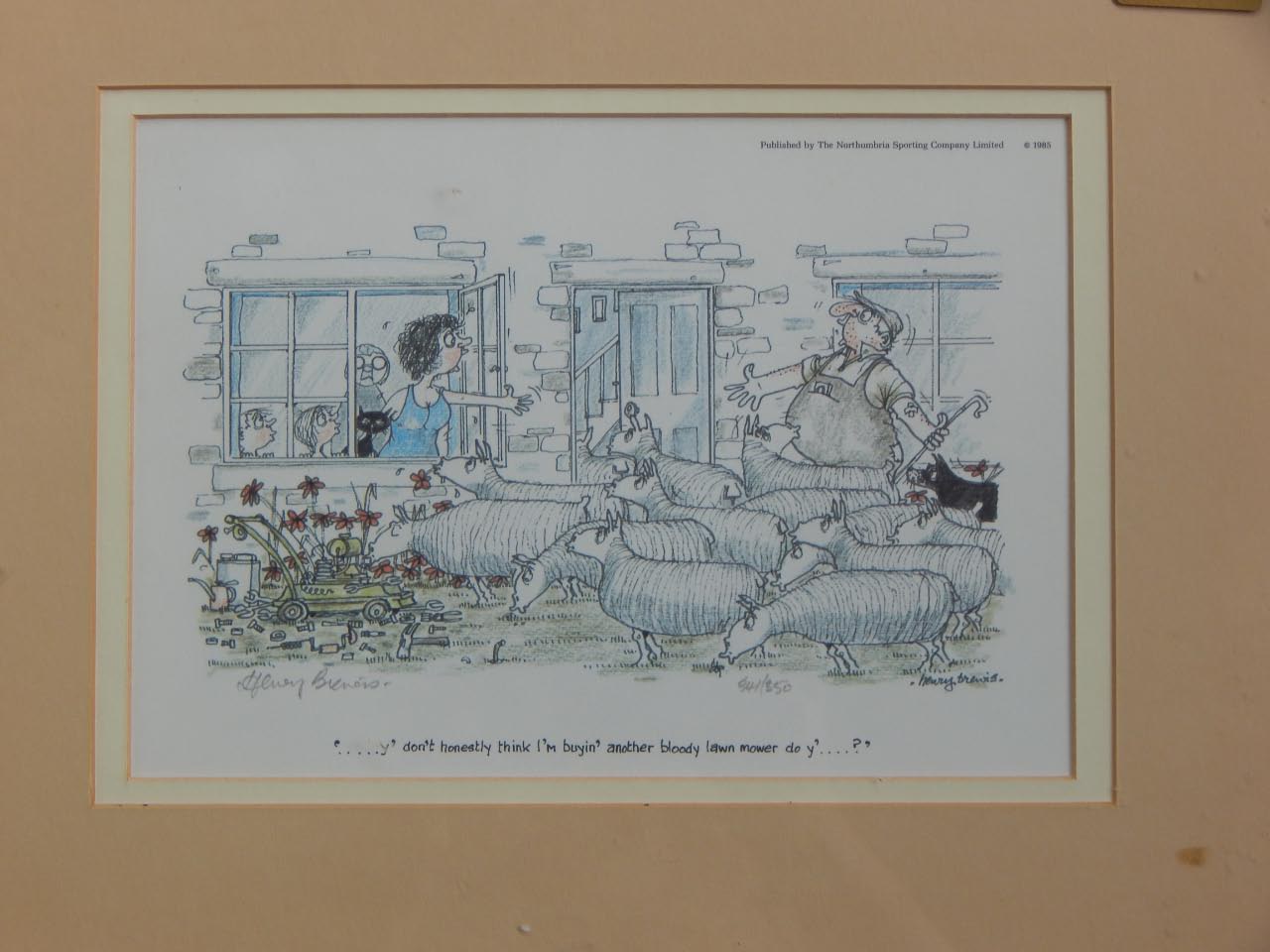 Henry Brewis (1932-2000). Five artist signed coloured printed cartoons ...