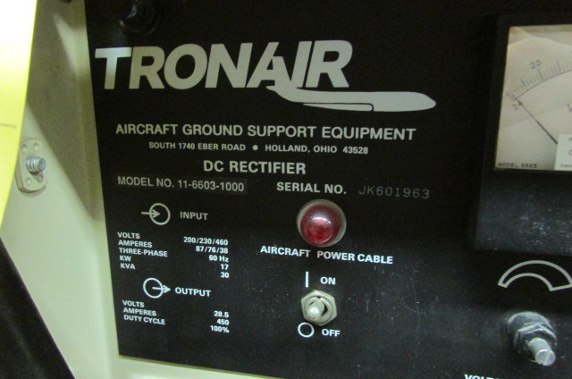 Tronair GPU Ground Power Unit, m/n 11-6603-1000, s/n JK601963