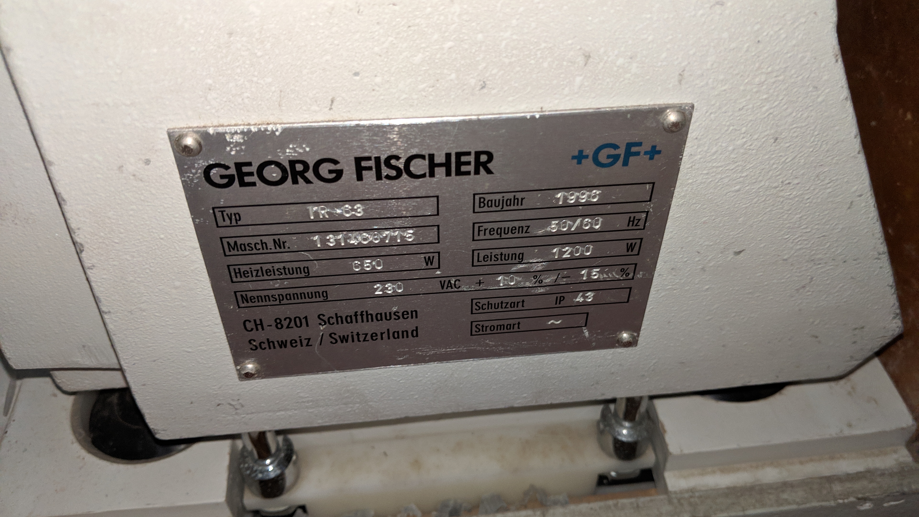 Georg Fischer IR-63 Plus fusion machine including carry case This is ...