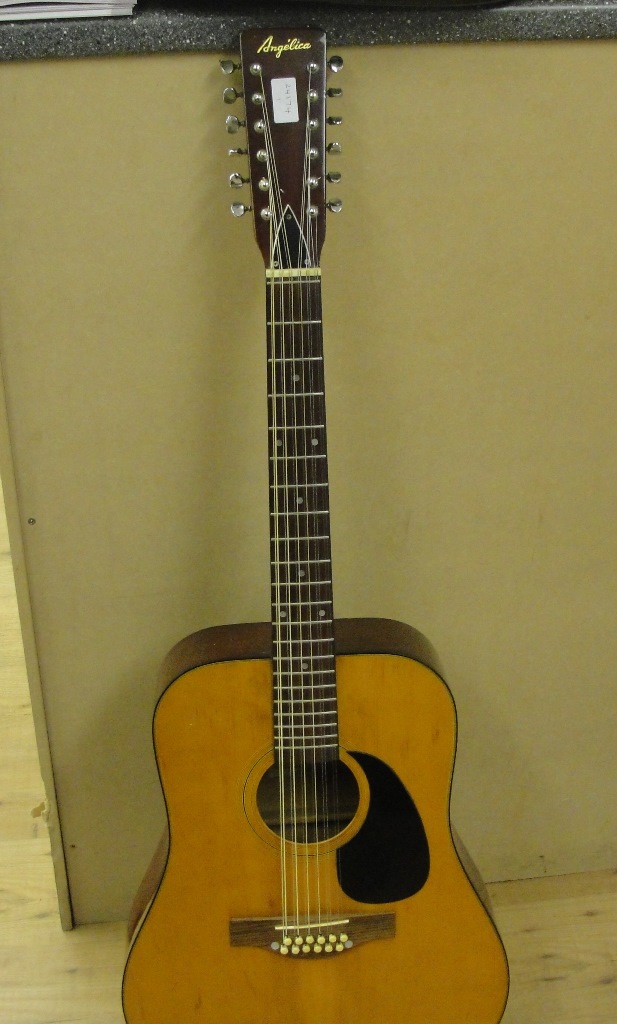 A 12-string Japanese Angelica acoustic guitar