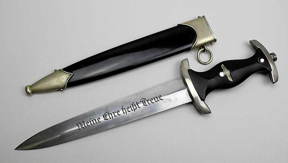 SS Ehrendolch M33 mit Himmlerwidmung. Klinge beidseitig mit geätzten ...