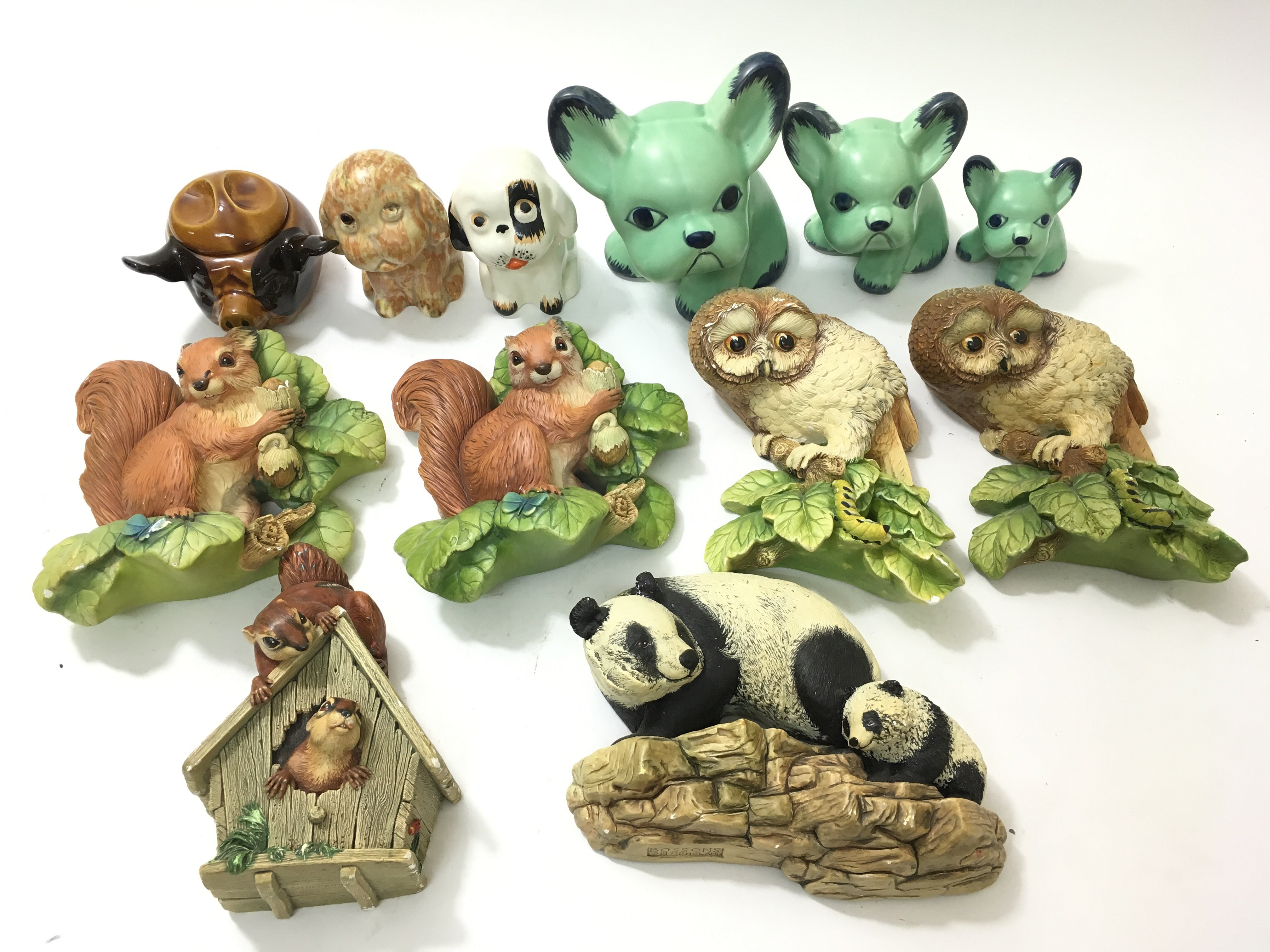 A collection of six Bossons wall decorations, and other animal figures ...