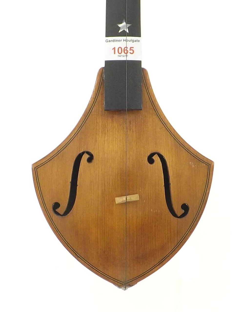 Interesting old one string fiddle monogrammed MB on the button, with ...