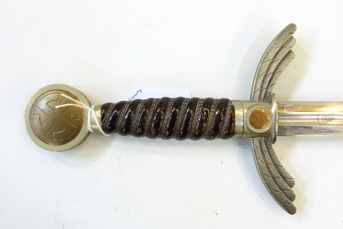 German Third Reich Luftwaffe officer's sword with swastika pummel over ...
