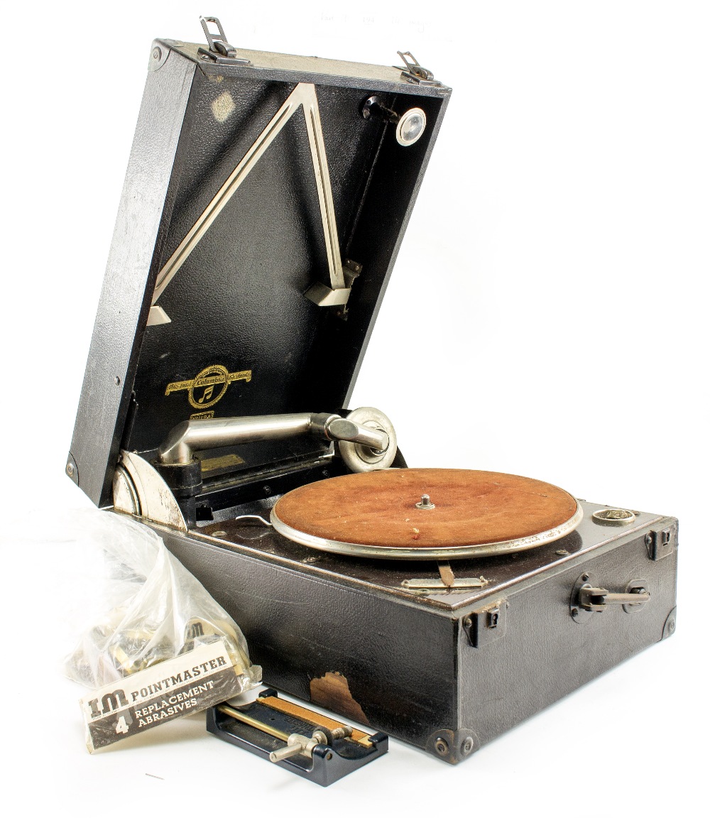 A COLUMBIA GRAMOPHONE COMPANY PORTABLE GRAMOPHONE 30cm wide x 41cm deep ...